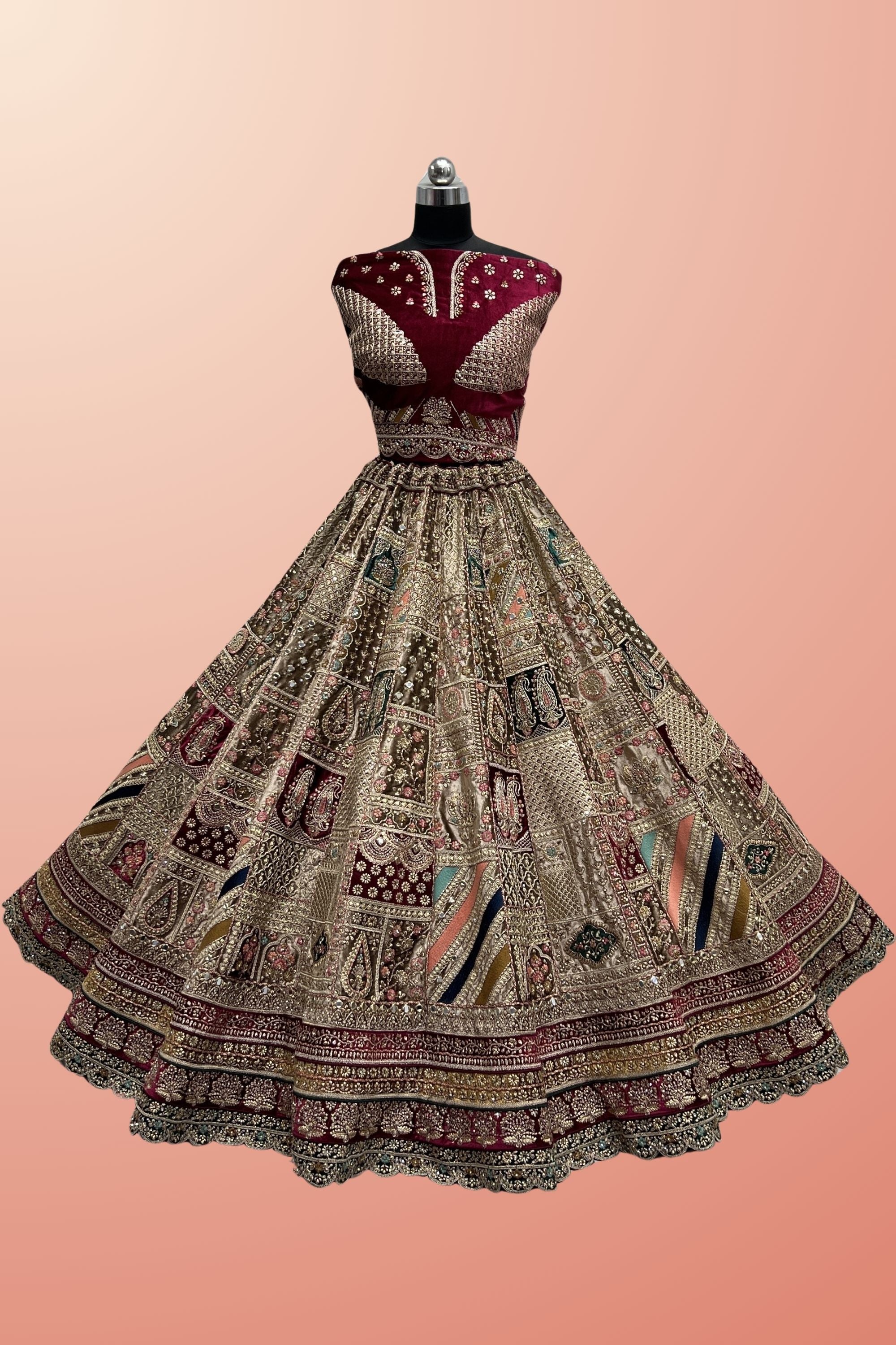 Buy Chikoo Color Velvet Fabric Embroidered Work Glamorous Look Bridal ...